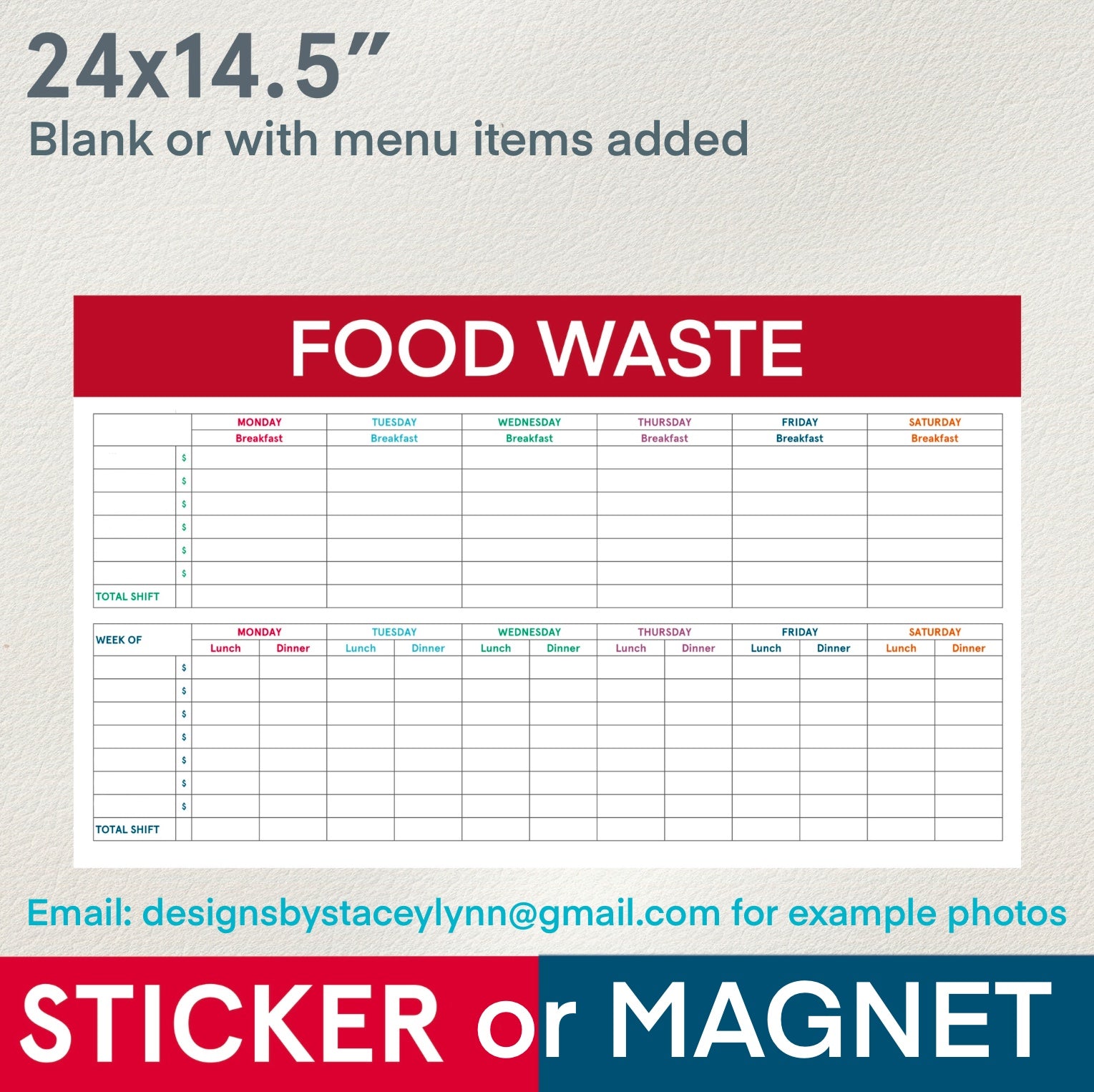 STICKERS (Functional) Food Waste, 24x14" – Designs by Stacey Lynn