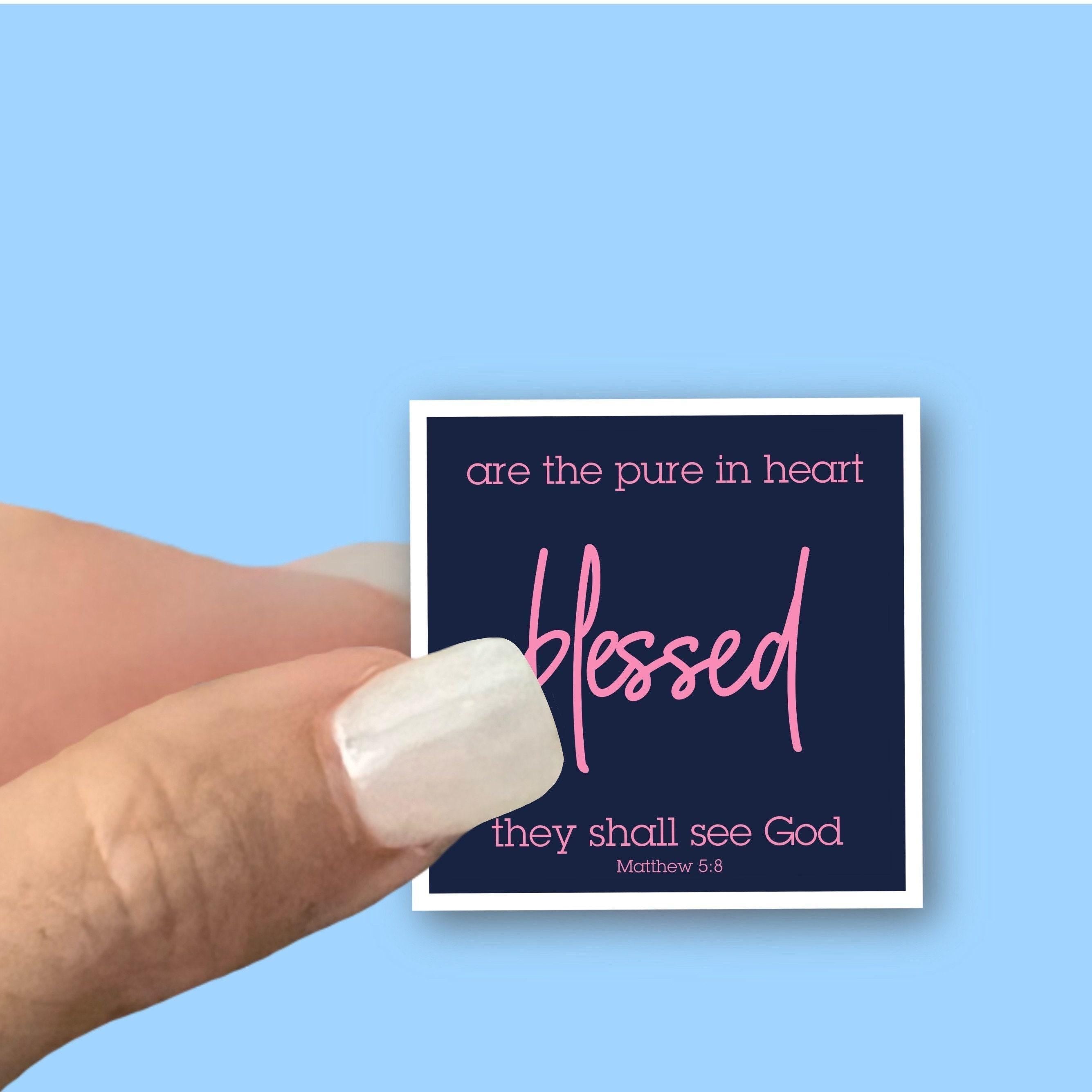 Blessed are the Pure in Heart -Christian Vinyl Stickers for Water Bott ...