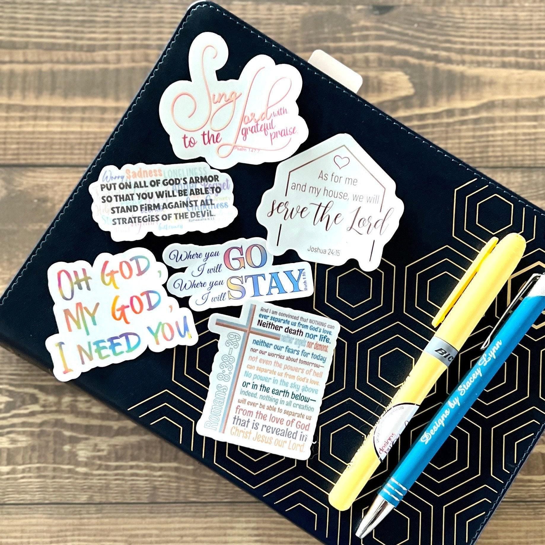Christian Sticker Pack, Six Faith Stickers, Planner Stickers, Bible Ve ...