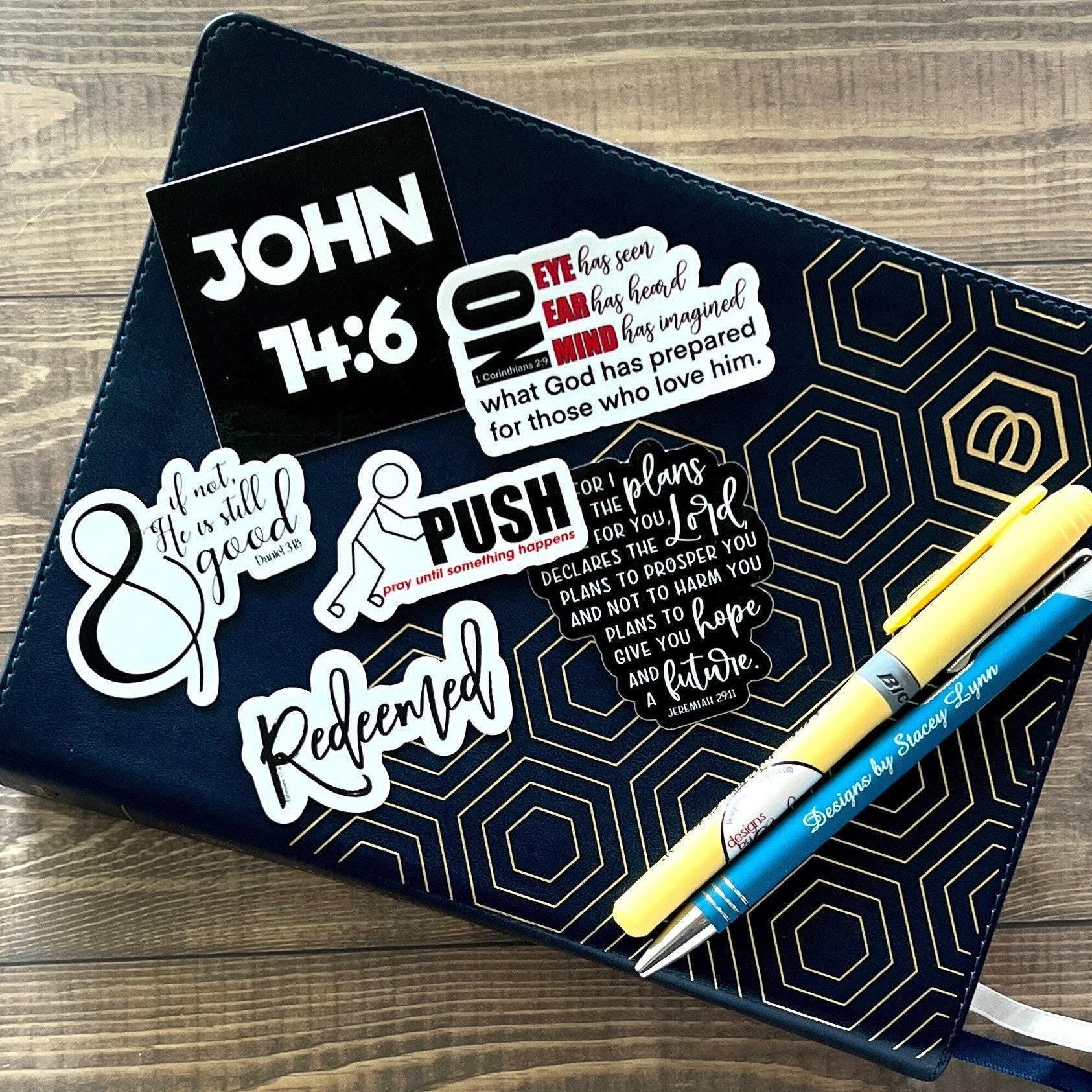 Christian Sticker Pack, Six Faith Stickers, Planner Stickers, Bible Ve ...